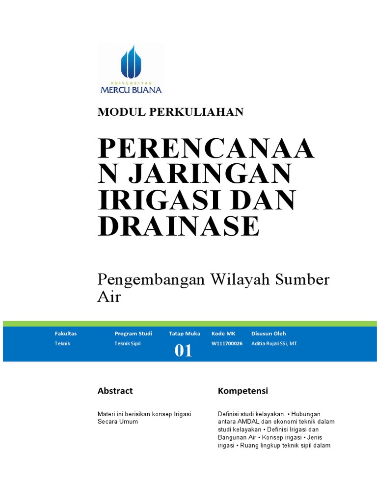 Modul Perencanaan Jaringan Irigasi Dan Drainase (TM1) | PDF