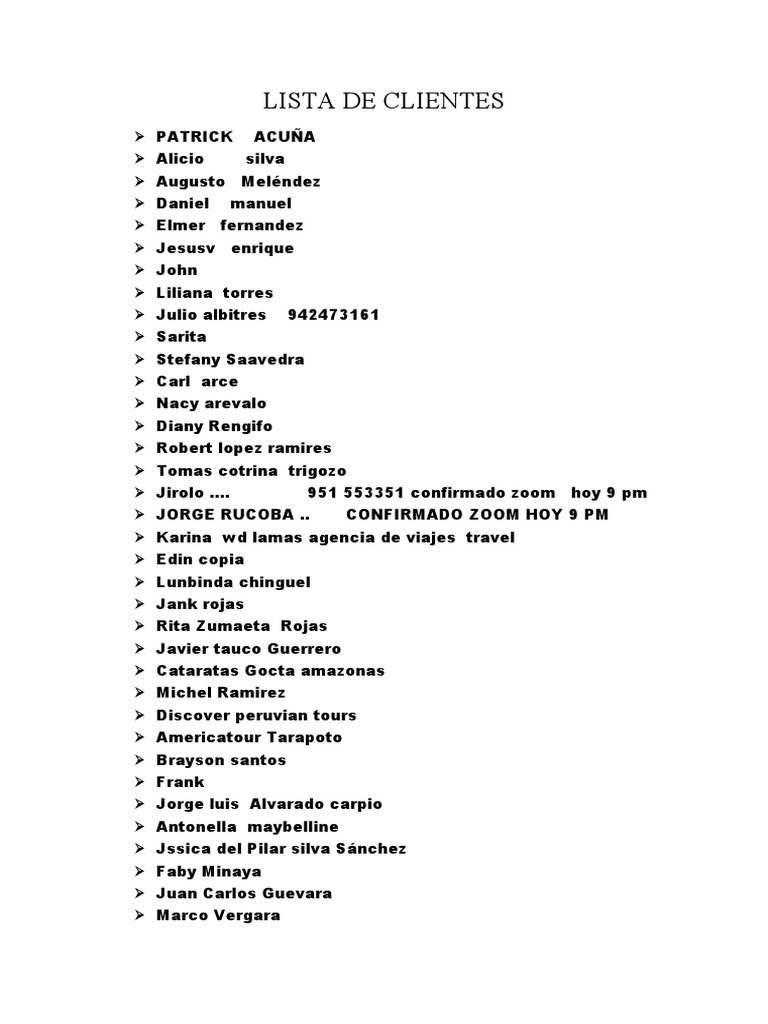 Listado de Clientes y Contactos | PDF