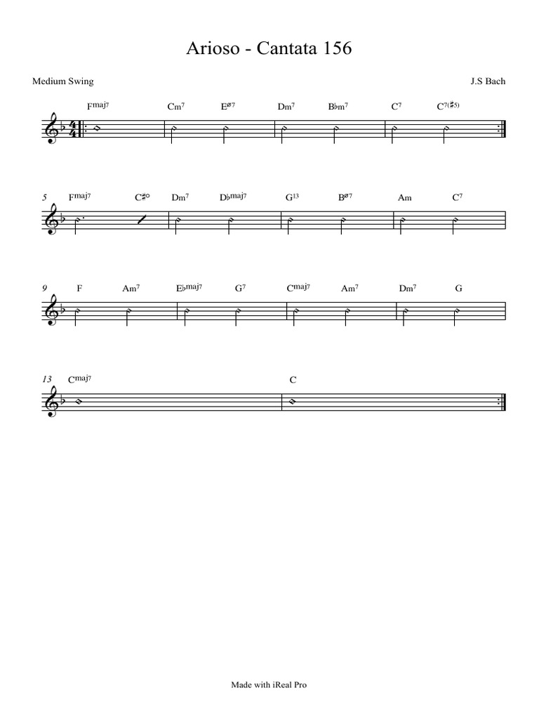 Arioso - Cantata 156 (ChordChart) - Partitura Completa | PDF