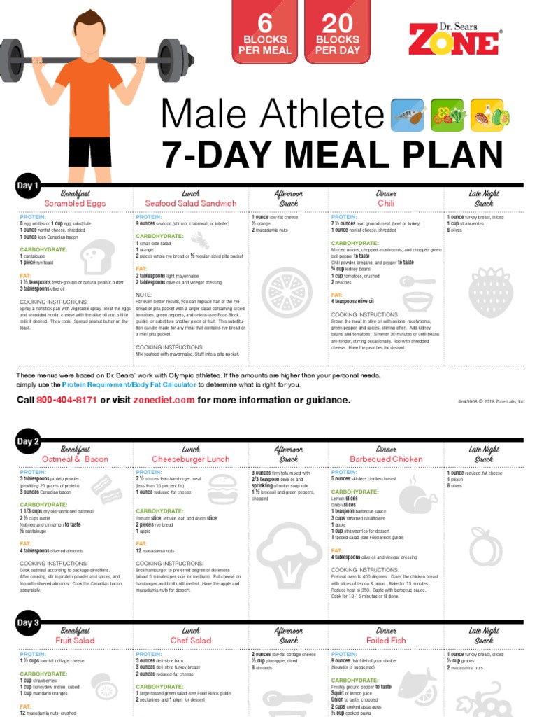 Male Athlete: 7-Day Meal Plan | PDF | Salad | Cooking