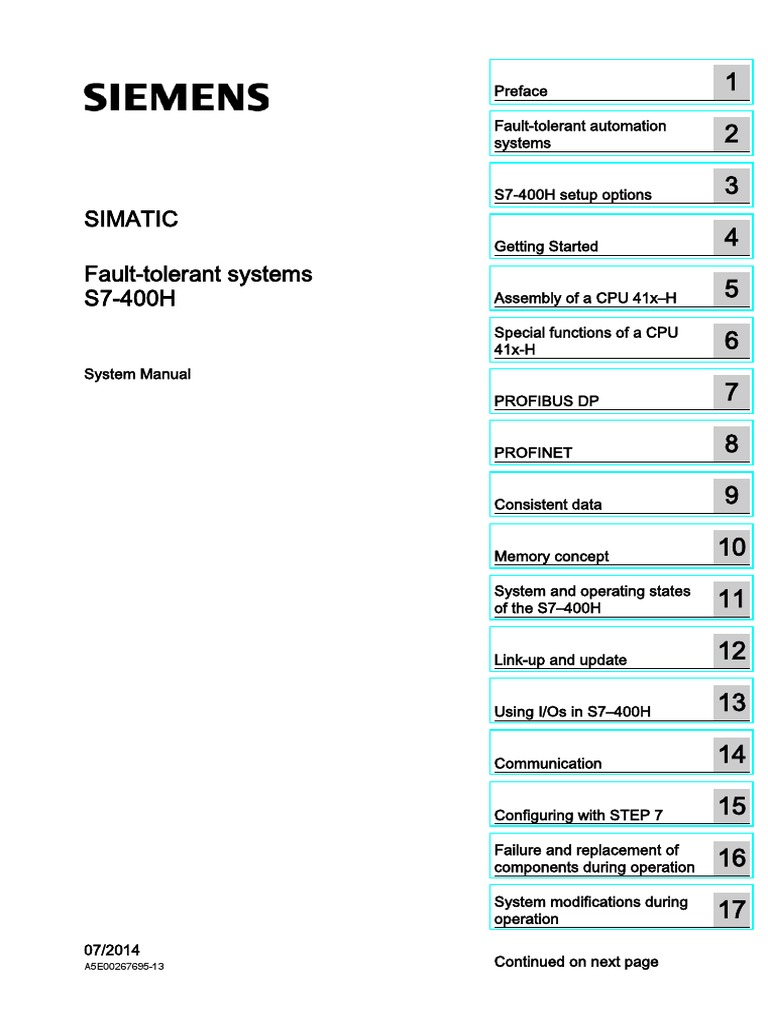 Simatic Fault-Tolerant Systems S7-400H | PDF | Fault Tolerance ...
