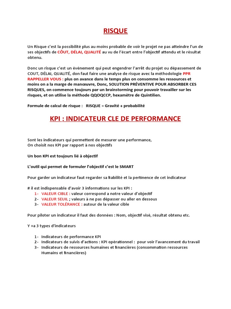 RISQUE | PDF | Risque | Gestion des risques