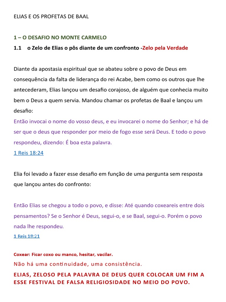 Elias e Os Profetas de Baal | PDF | Elias | Isaac