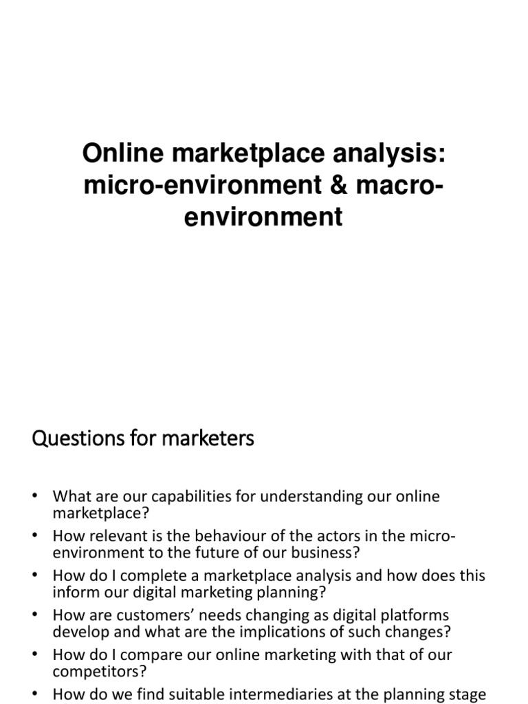 Online Marketplace Analysis: Micro-Environment & Macro-Environment ...