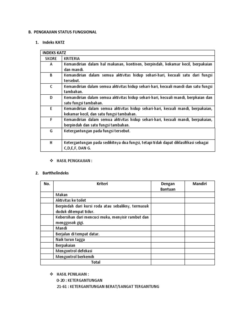 Pengkajian Status Fungsional | PDF
