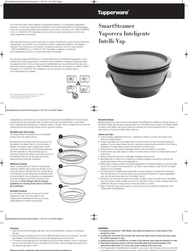 Smartsteamer Vaporera Inteligente Intelli-Vap | PDF | Cooking | Foods