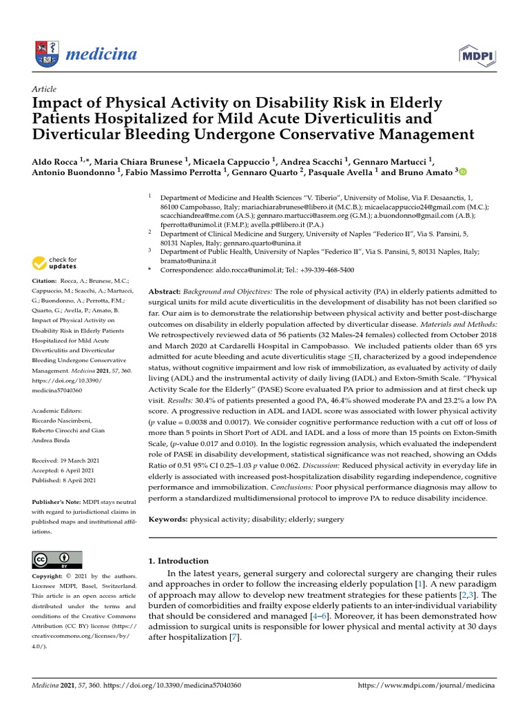 Impact of Physical Activity On Disability Risk in | PDF | Surgery ...