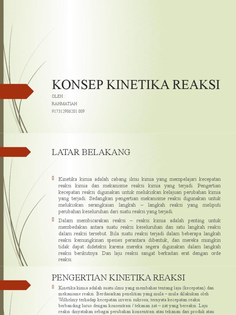 Konsep Kinetika Reaksi Rahmatiah | PDF