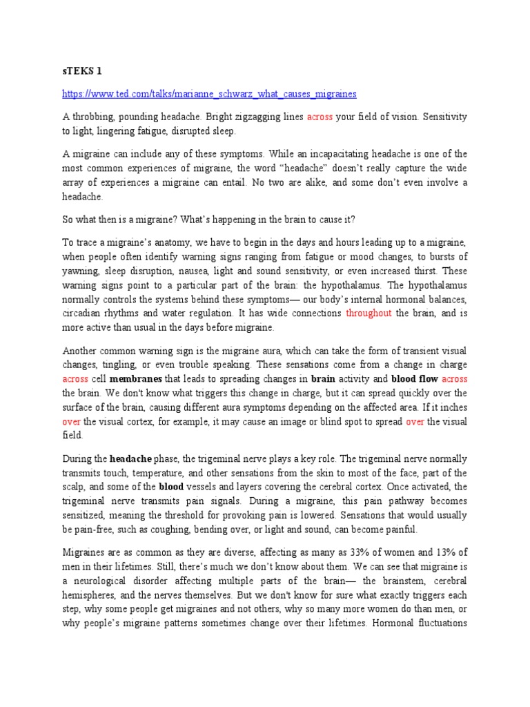 The Anallysis of Tedtalk Script - Group 5 | PDF | Sleep | Migraine
