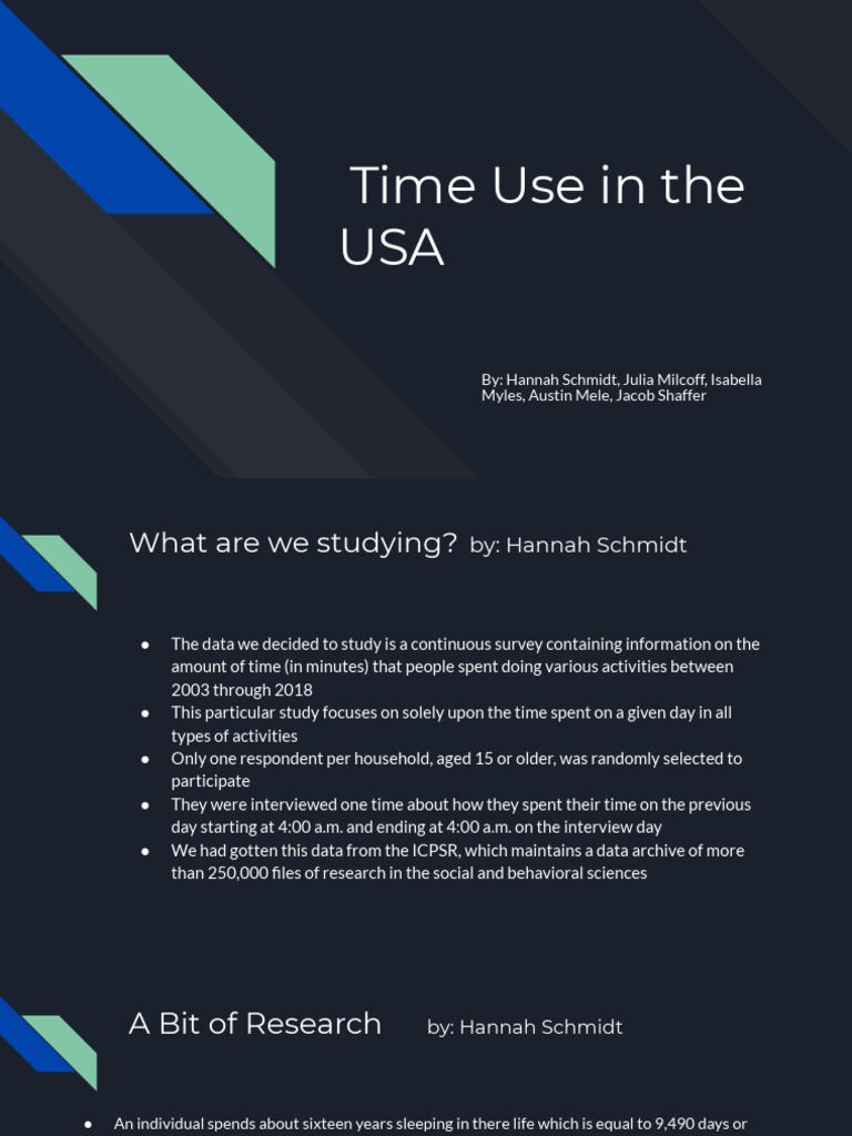 USA Time Use Study: Work, Sleep, Age | PDF | P Value | Correlation And ...