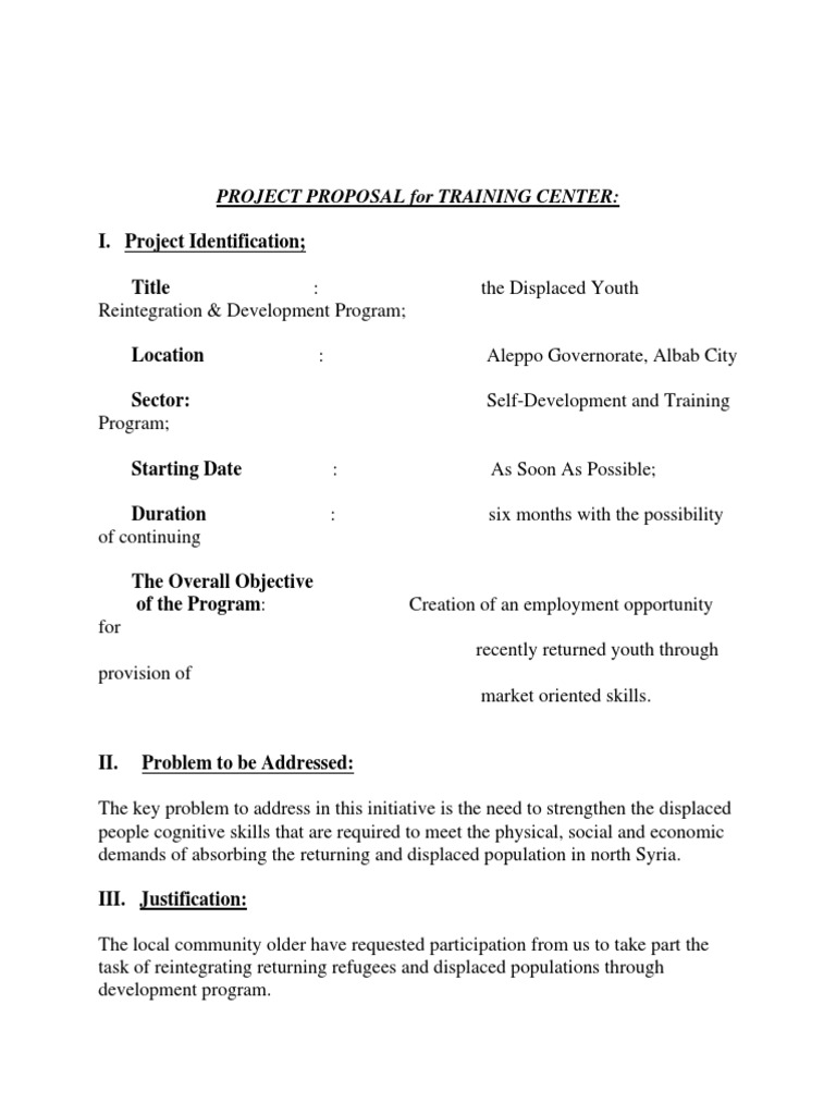 Project Proposal For Training Center | PDF | Entrepreneurship | Economies