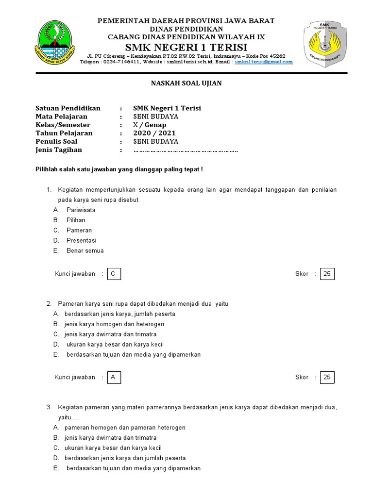 Naskah Soal SENI BUDAYA | PDF