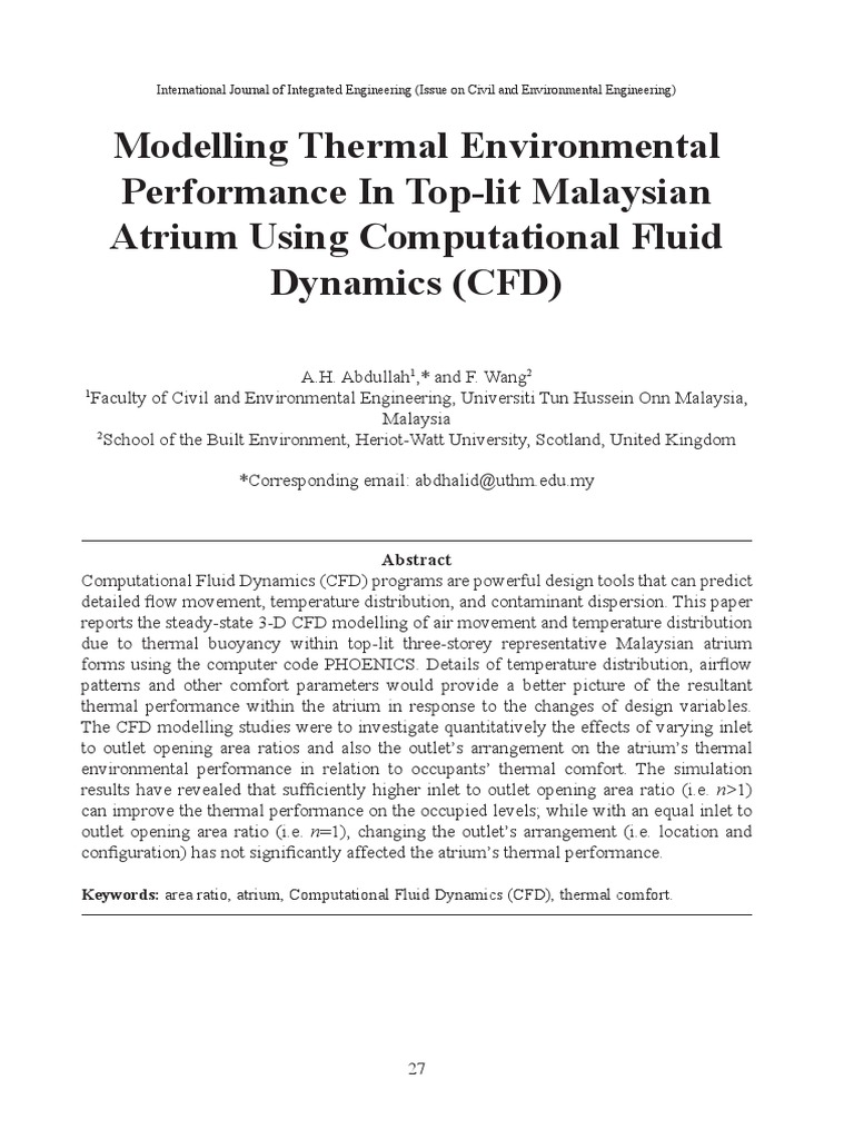 Modelling Thermal Environmental Performance in Top-Lit Malaysian Atrium ...