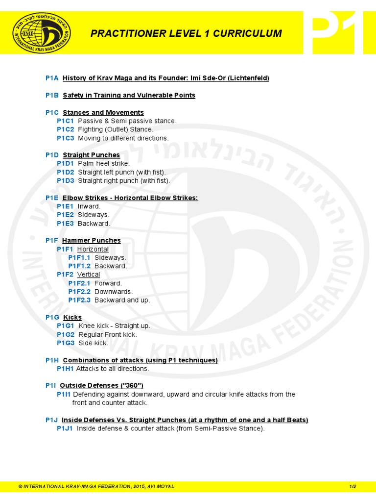 IKMF Krav Maga P1 | PDF | Krav Maga | Asian Martial Arts