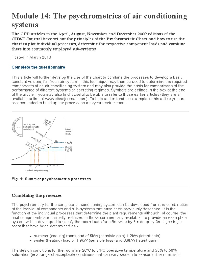 Module 14 - The Psychrometrics of Air Conditioning Systems - CIBSE Journal - Page 1 | PDF