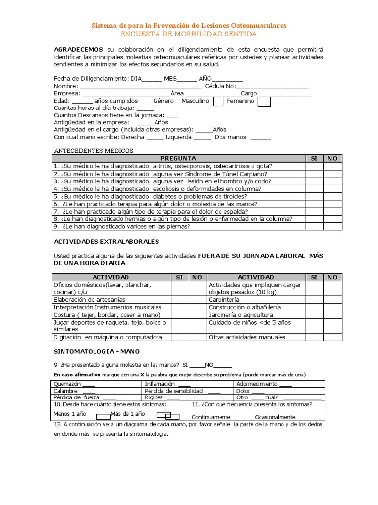 Encuesta Morbilidad Sentida | PDF | Enfermedades y trastornos ...