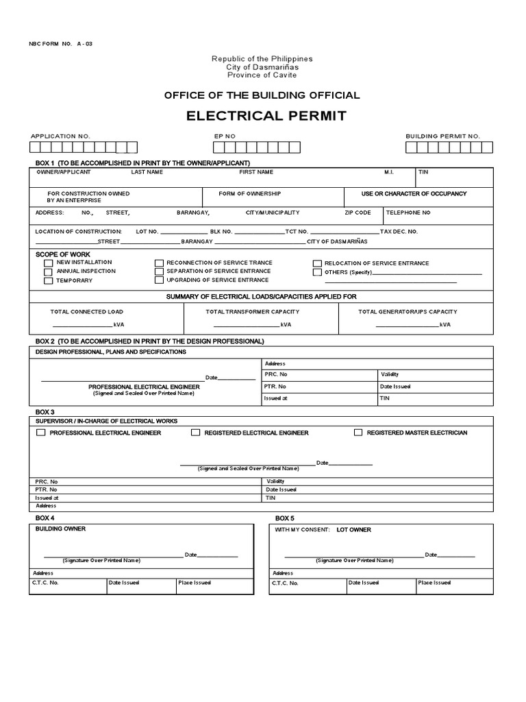 Electrical Permit (FRONT) | PDF | Electrical Engineering