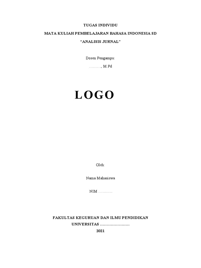 Contoh Cover Tugas Jurnal | PDF