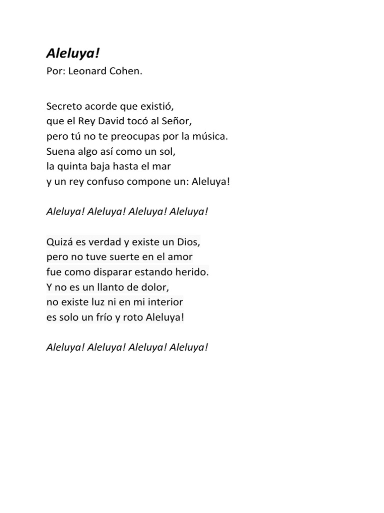 Aleluya - Letra | PDF