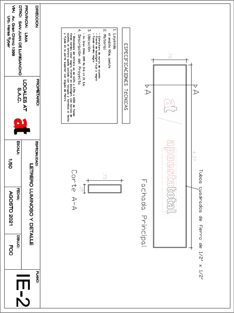 Ie-02 - Letrero Luminoso y Detalles - Letrero at Cantuta | PDF