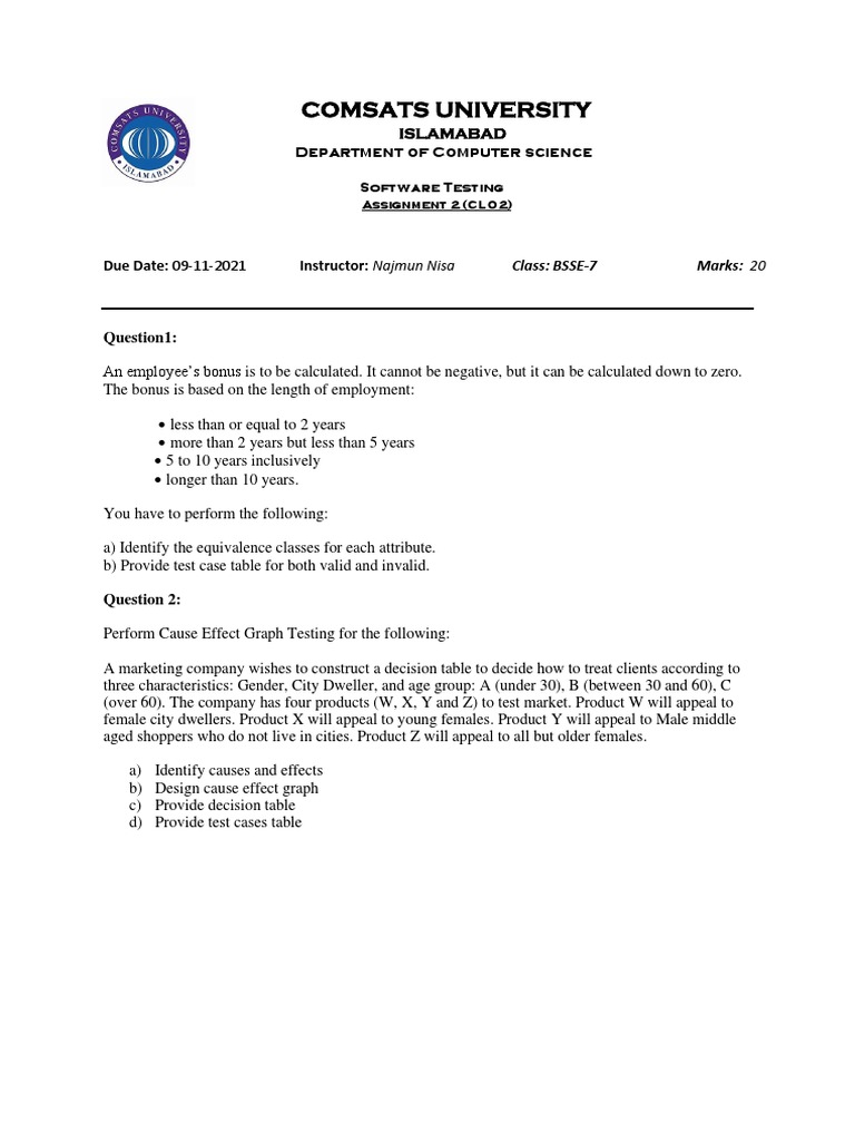 Comsats University: Islamabad Department of Computer Science | PDF