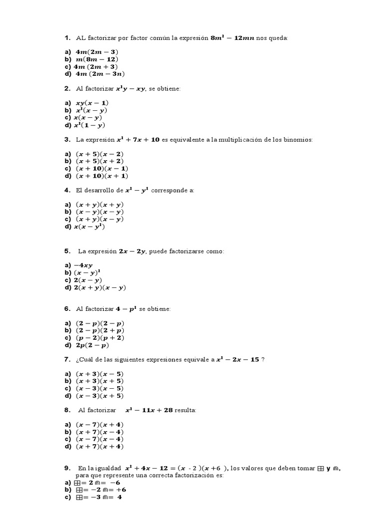 Prueba Formativa 2 Matematicas 1º Medio | PDF