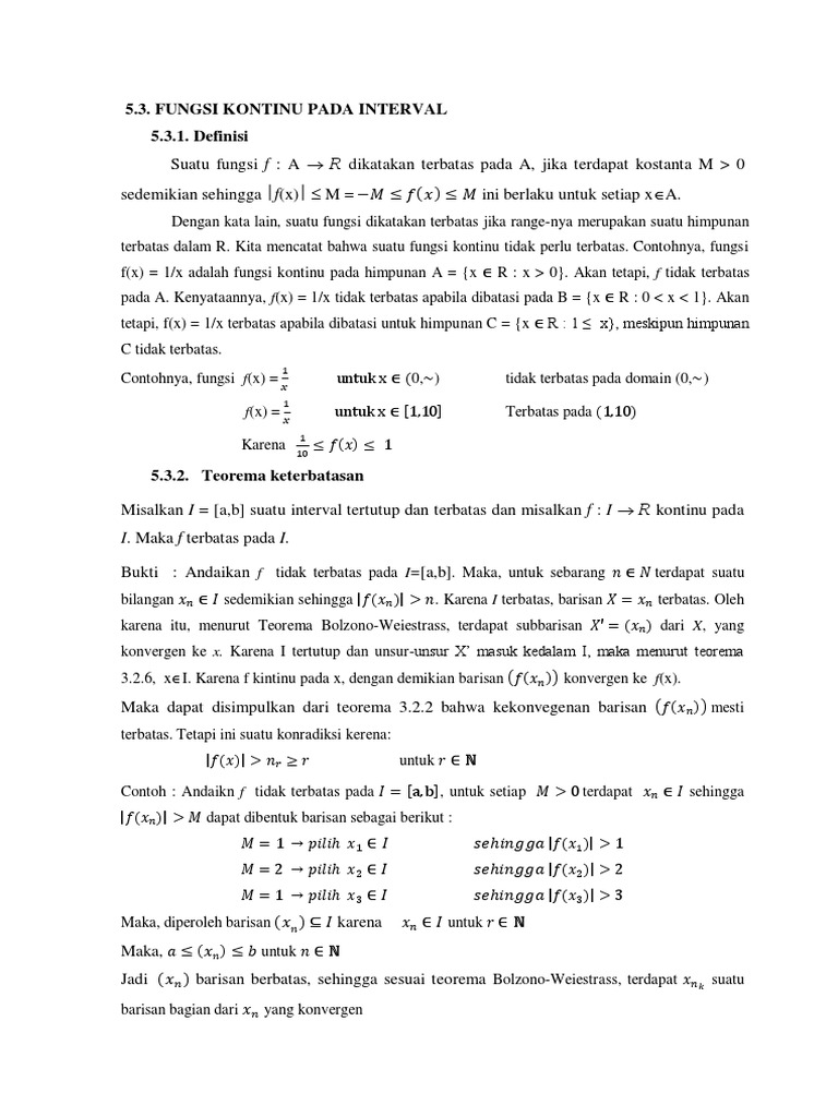FUNGSI KONTINU PADA INTERVAL Tugas Valit Presentasi | PDF