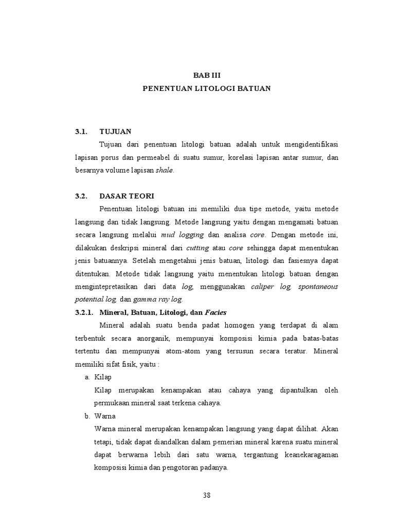 Bab 3 Penentuan Litologi Batuan (38-54) | PDF | Ilmu Sosial | Sains ...