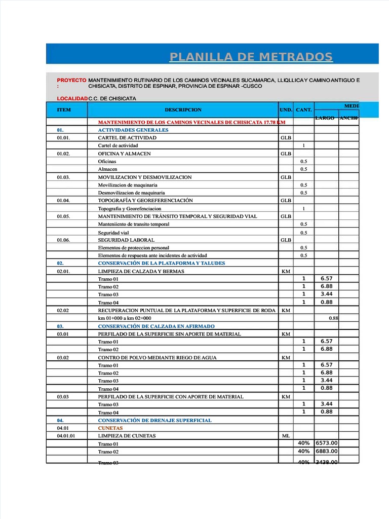 PDF Planilla de Metrados - Compress | PDF