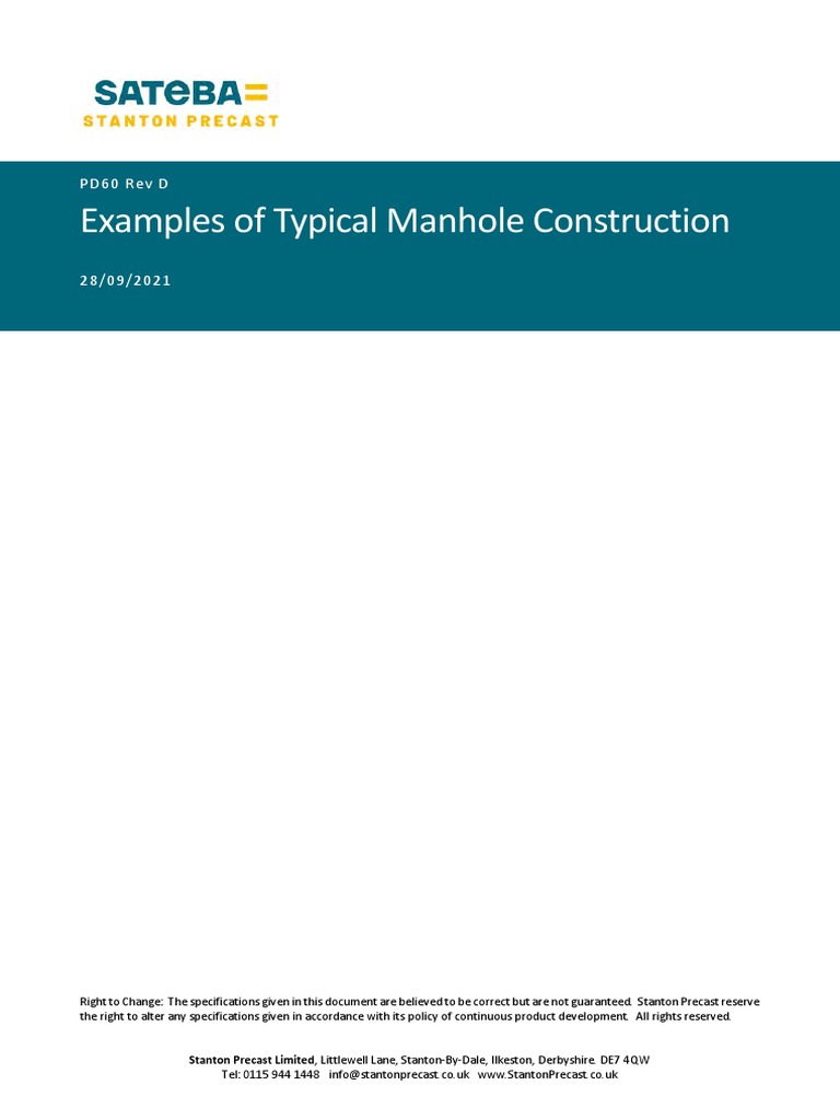 Examples of Typical Manhole Construction PD60 | PDF | Precast Concrete