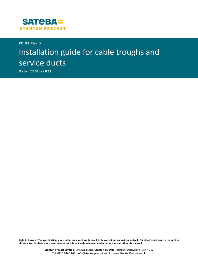 Installation Guidance For Cable Troughs and Service Ducts PD84 | PDF ...