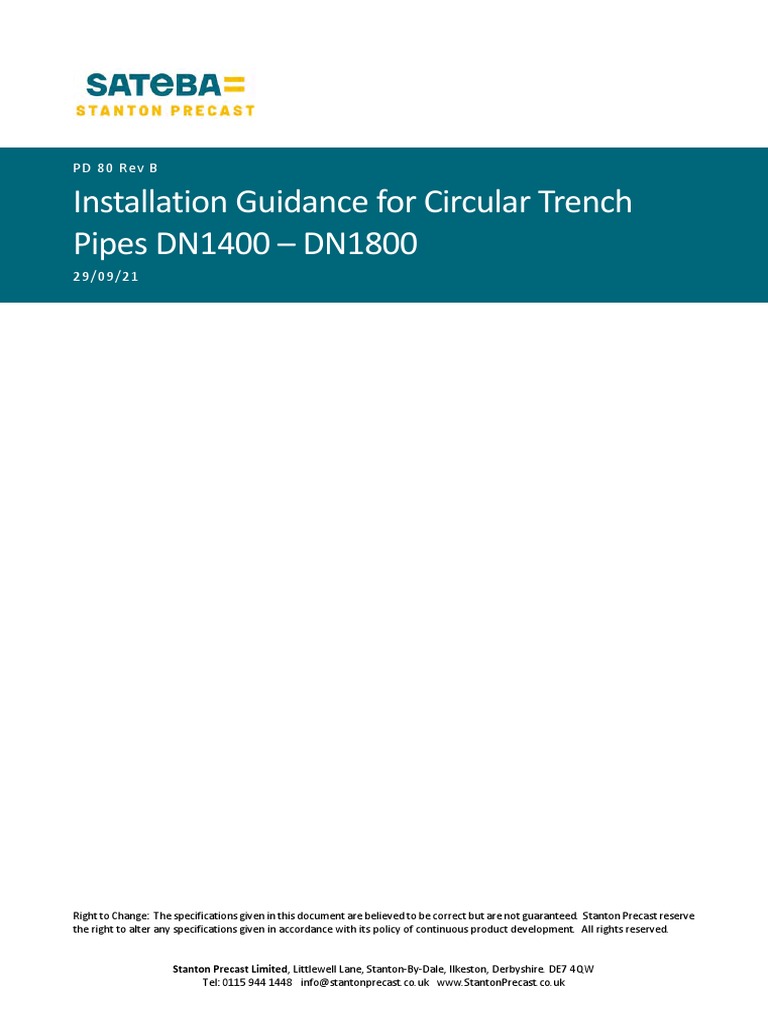 Installation Guidance For Circular Trench Pipes DN1400 - DN1800 PD80 ...