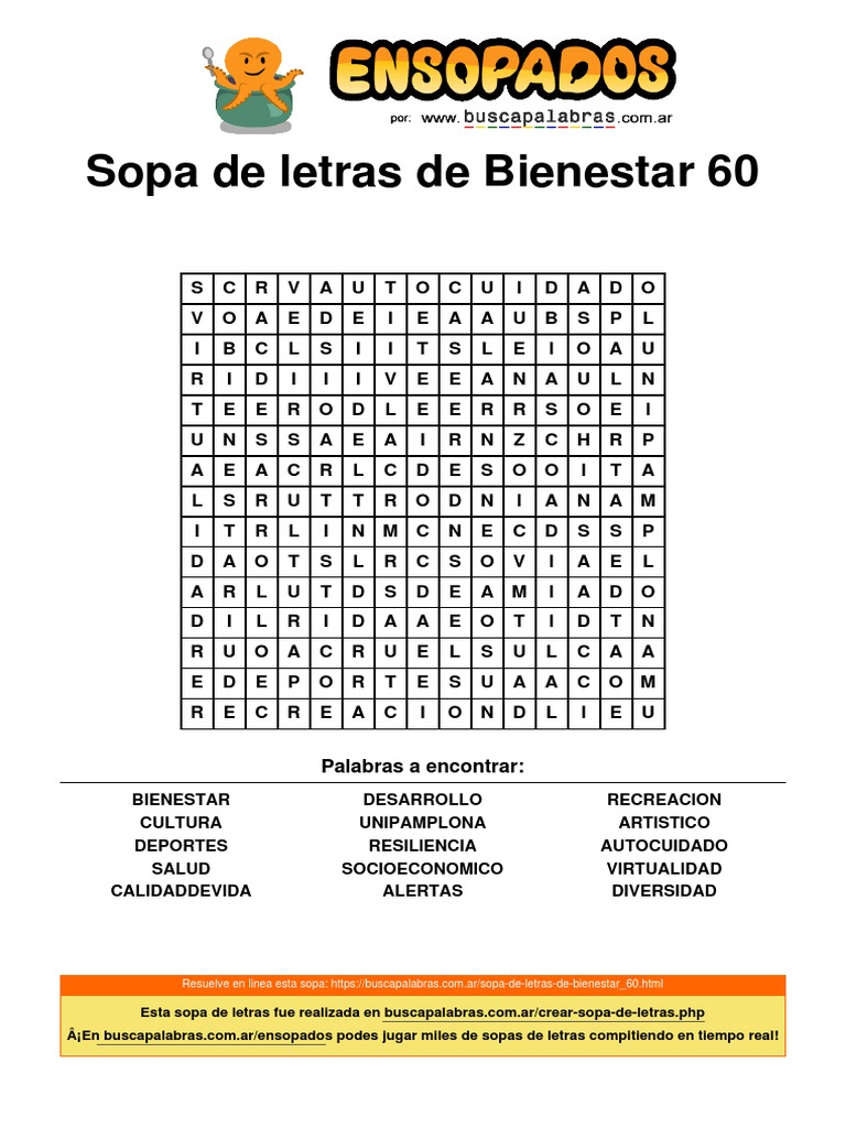 Sopa de Letras de Bienestar - 60 | PDF
