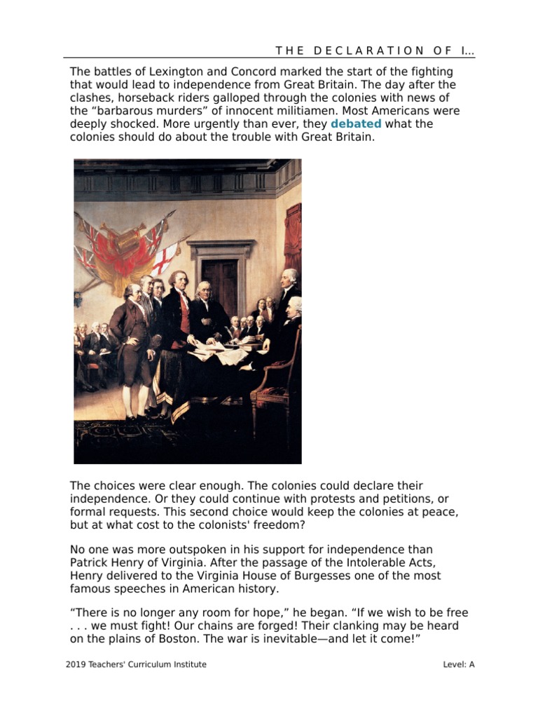 Lesson 6 The Declaration - of - Independence | PDF | Common Sense ...