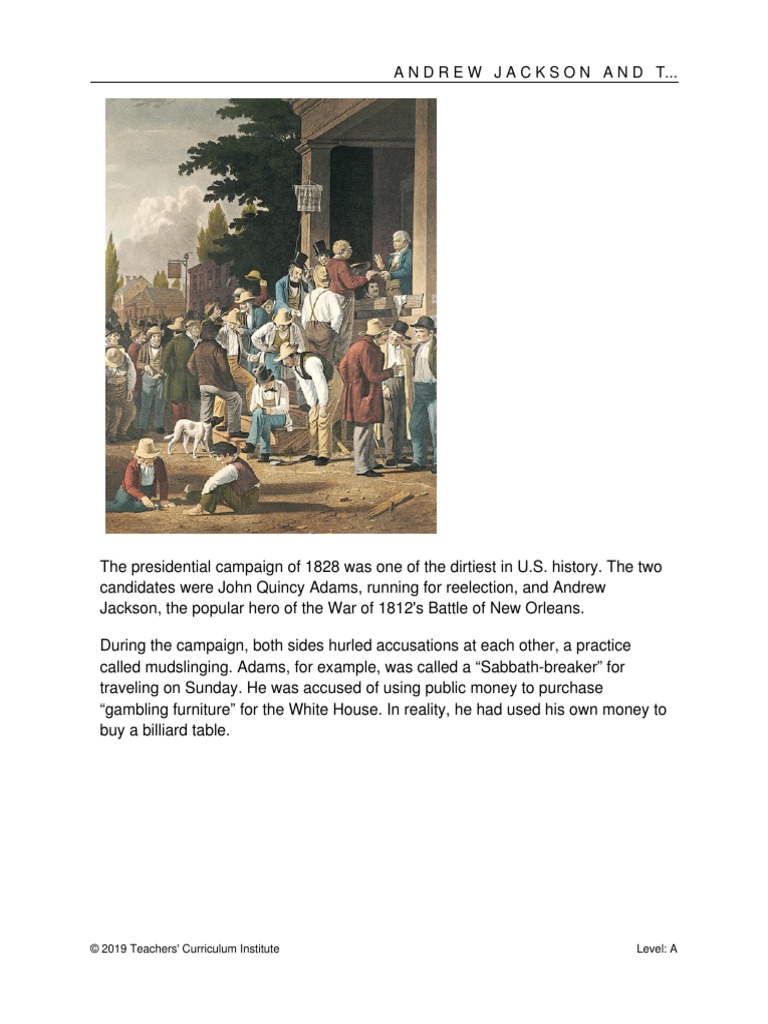 Lesson 14 Andrew Jackson and The Growth of American Democracy | PDF ...