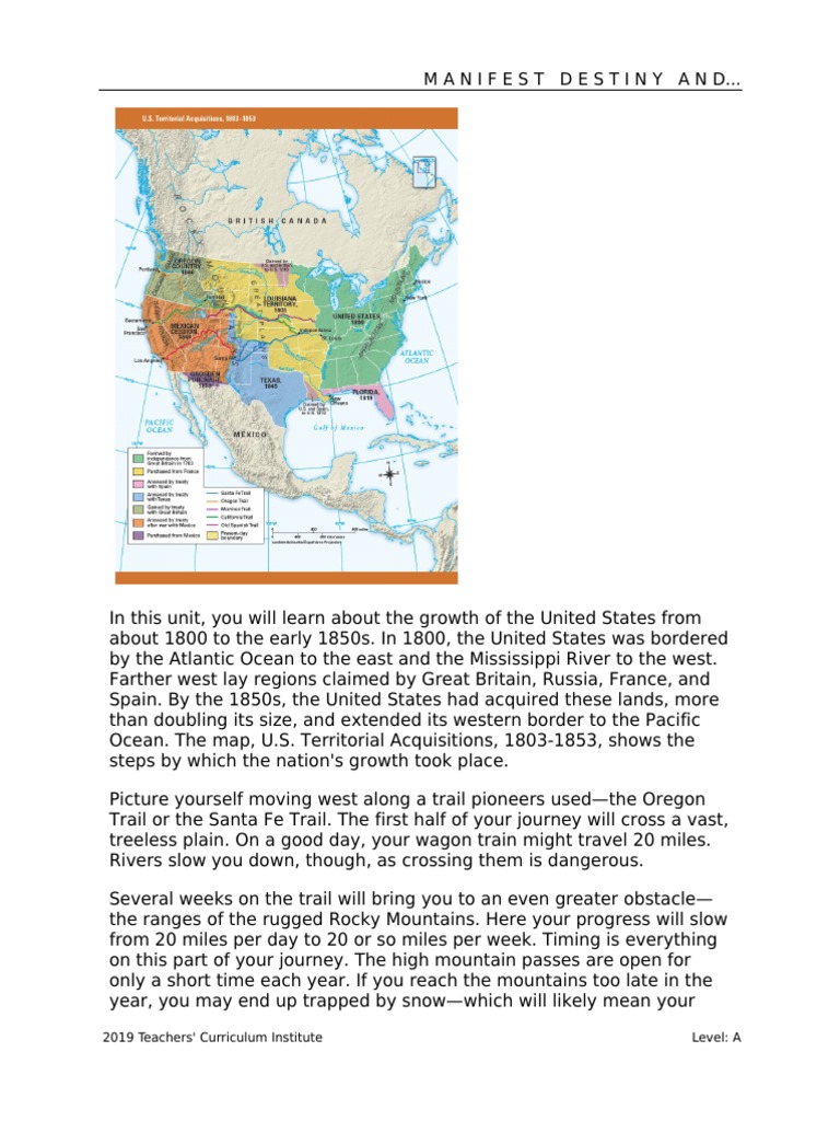 Lesson 15 Manifest Destiny and The Growing Nation | PDF | Mexican Texas ...