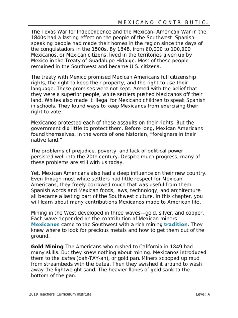 Lesson 17 Mexicano Contributions To The Southwest | PDF | Cowboys ...