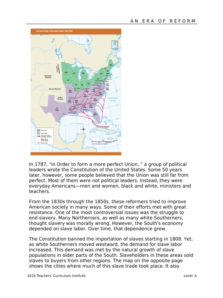 Lesson 18 An Era of Reform | PDF | Abolitionism In The United States ...