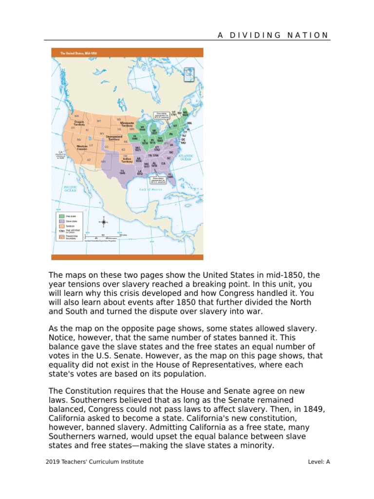Lesson 21 A Dividing Nation | PDF | Abolitionism In The United States ...