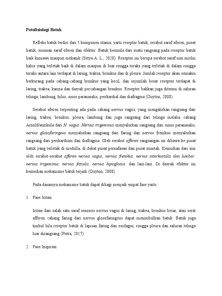 Mekanisme Refleks Batuk | PDF | Kesehatan Holistik | Sains & Matematika