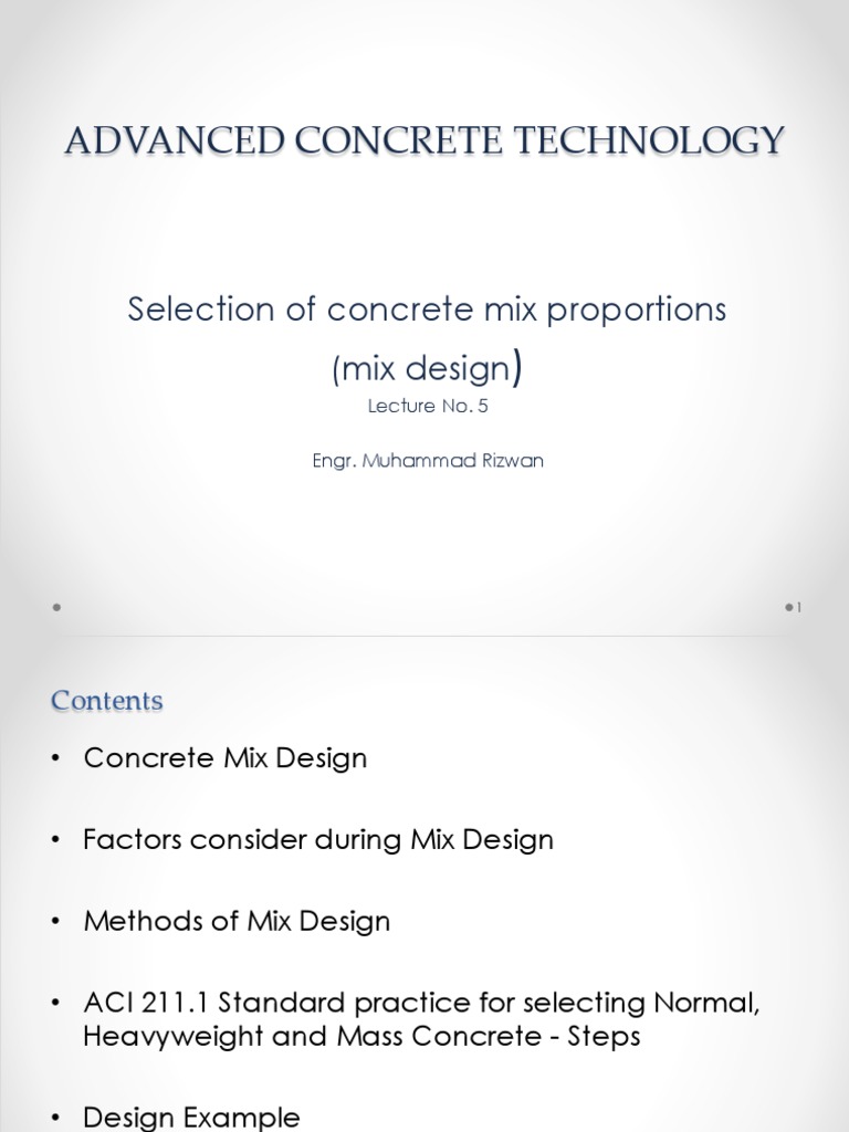 Concrete Mix Design Techniques | PDF | Technology & Engineering