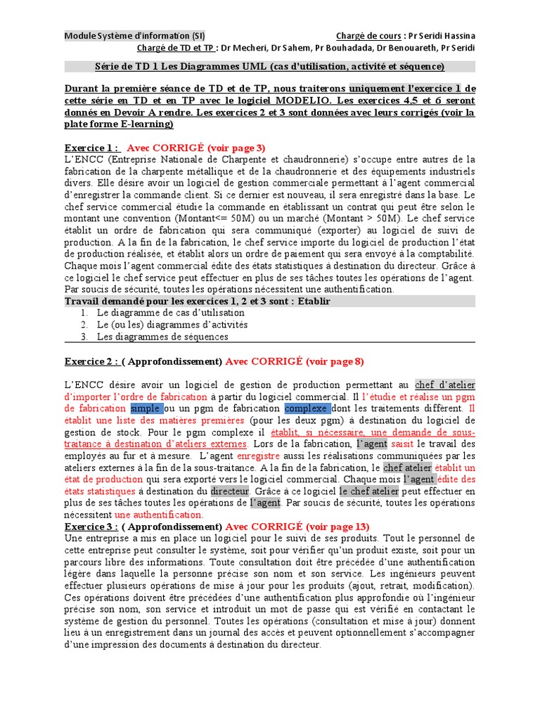 Série de TD 1 Les Diagrammes UML | PDF | Logiciel | Cas d'utilisation