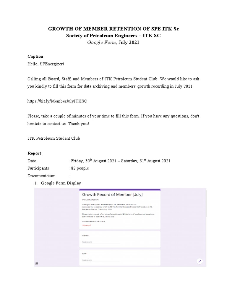 Report of Growth Record of Member (July) | PDF