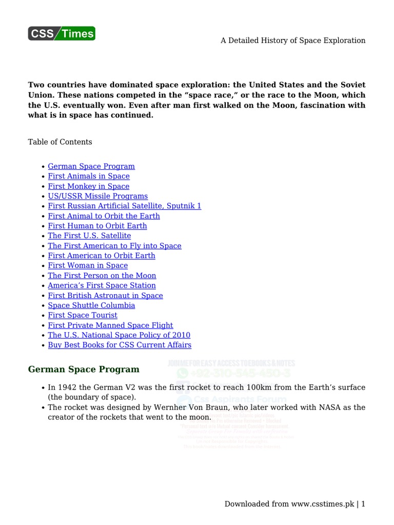 A Detailed History of Space Exploration | PDF | Human Spaceflight ...