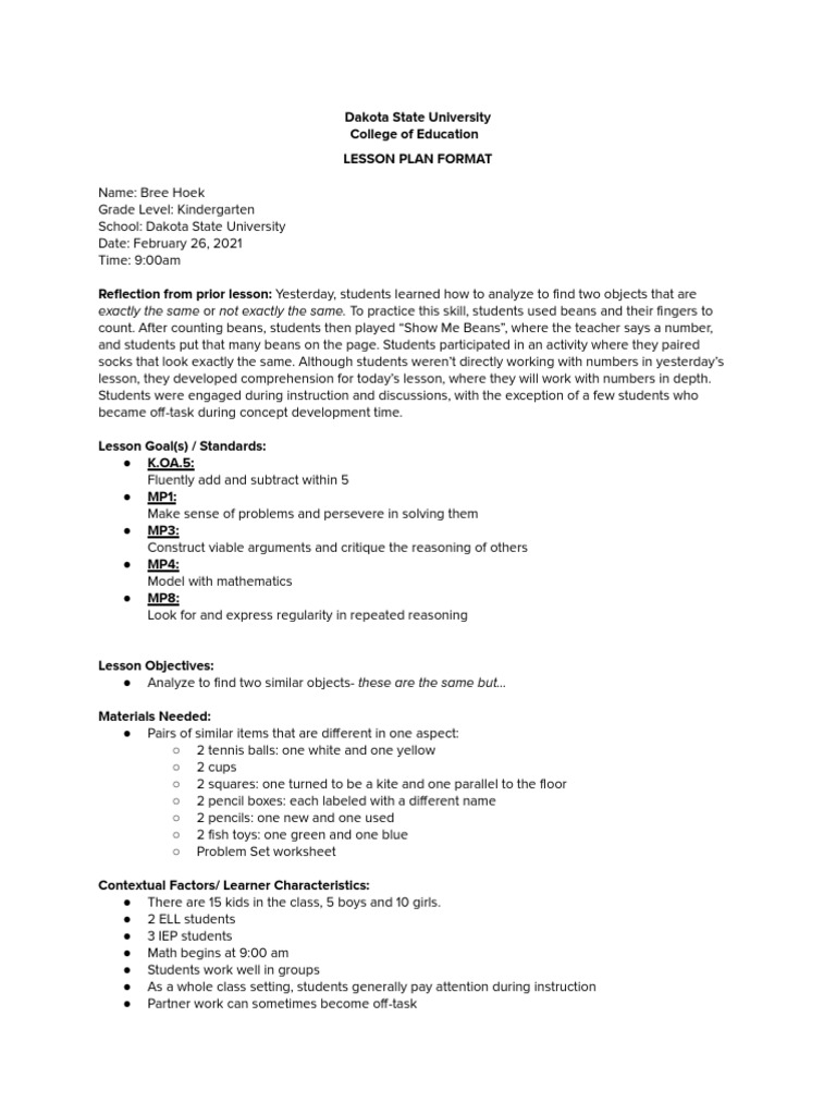 Eureka Math Lesson Plan | PDF | Teachers | Lesson Plan