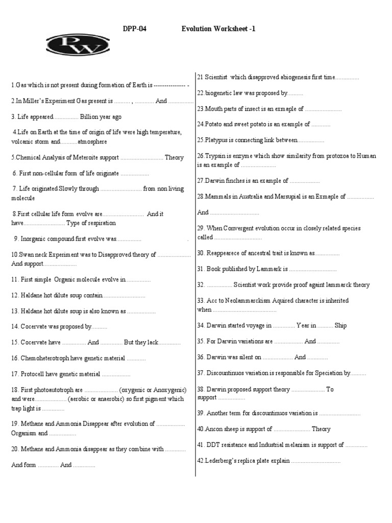Evolution DPP 4 | PDF | Evolution | Abiogenesis