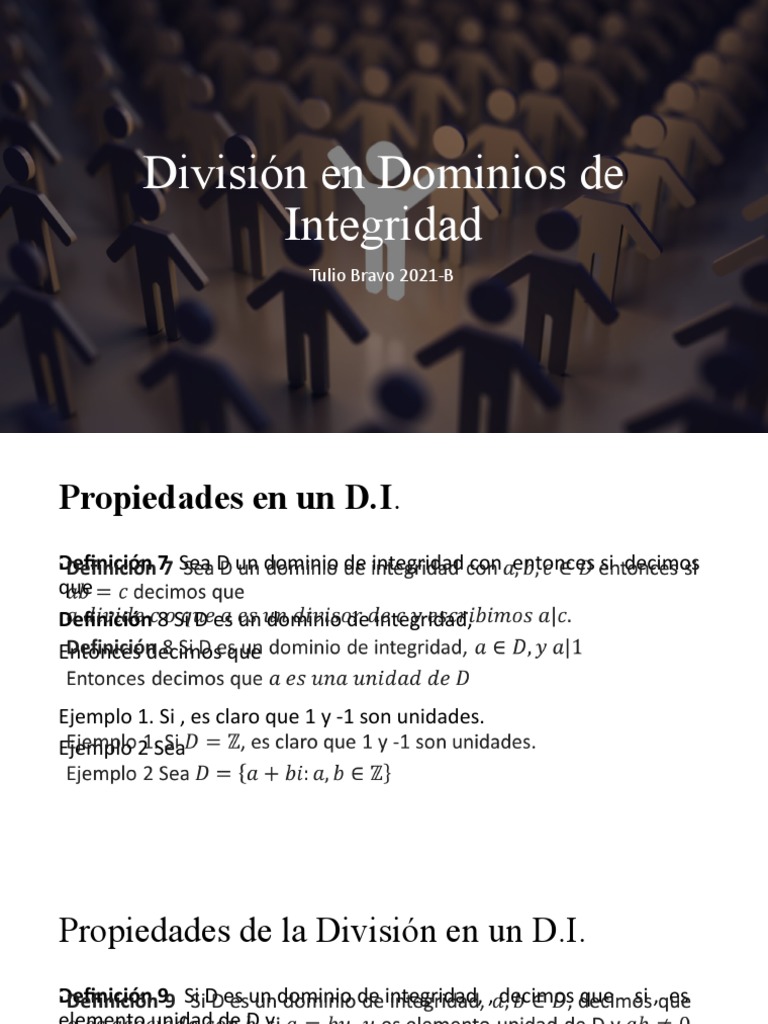 División en Dominios de Integridad | PDF | Número primo | Matemáticas