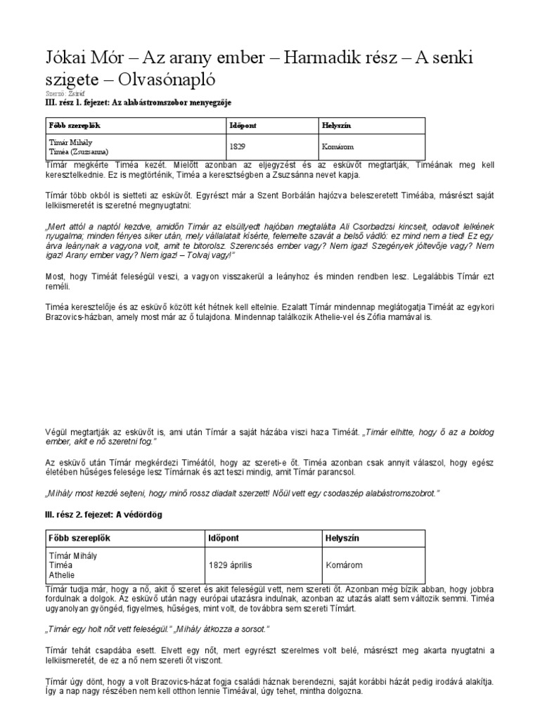 Arany Ember III. Fejezet | PDF