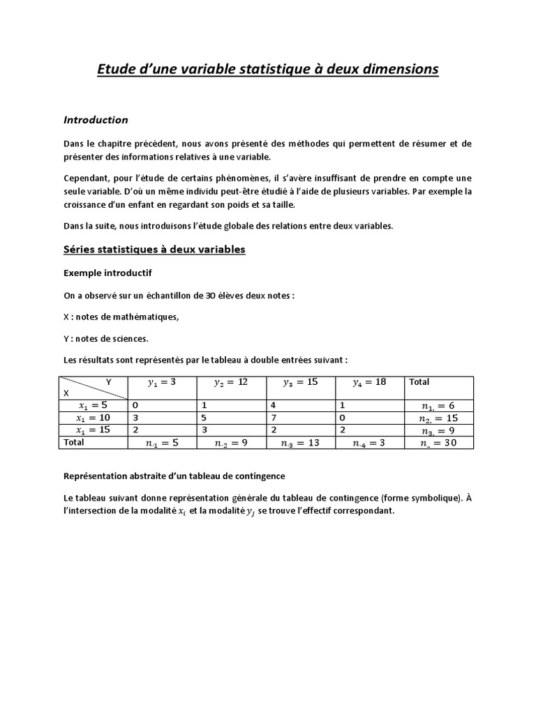 Cours Stat Deux Dimensions | PDF | Corrélation (statistiques) | Régression linéaire