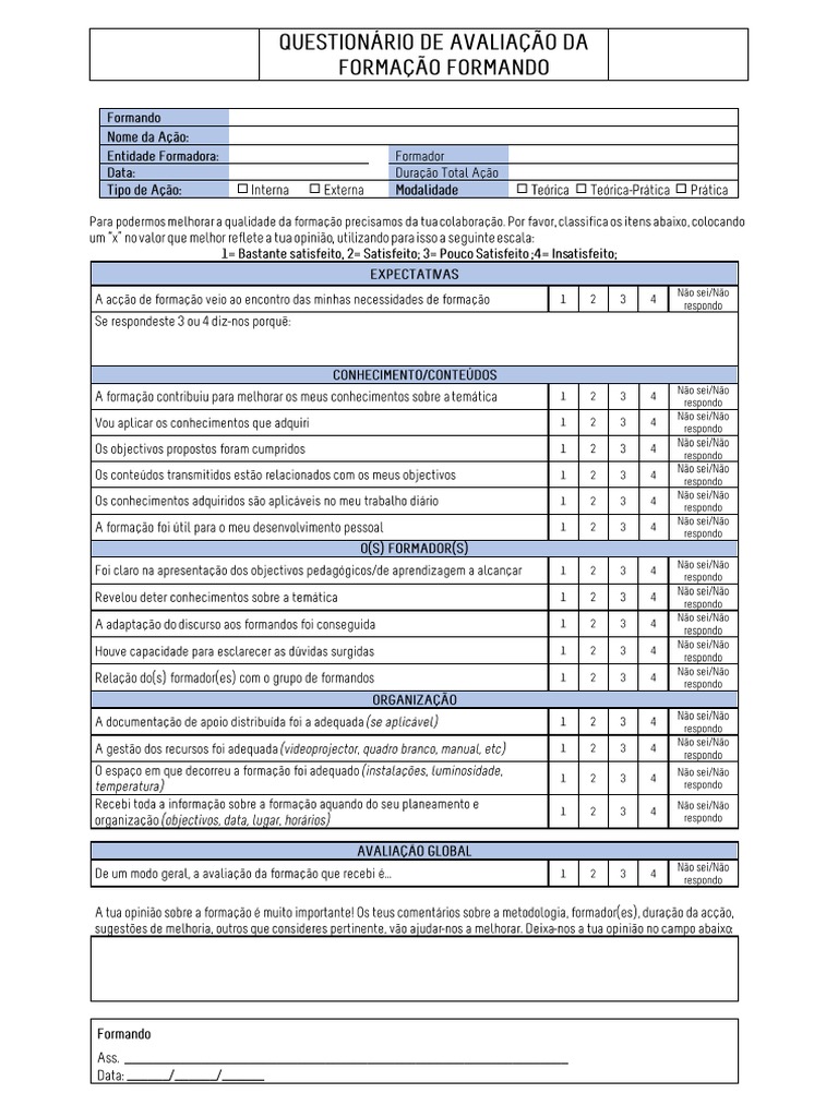 Ficha de Avaliação - Formando | PDF